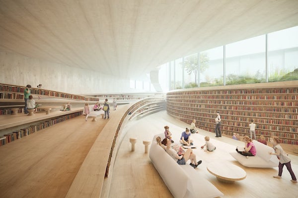 Kengo Kuma Integrates Curved Library Into Norwegian Hills, Accentuating ...