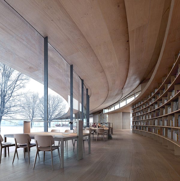 Kengo Kuma Integrates Curved Library Into Norwegian Hills, Accentuating ...